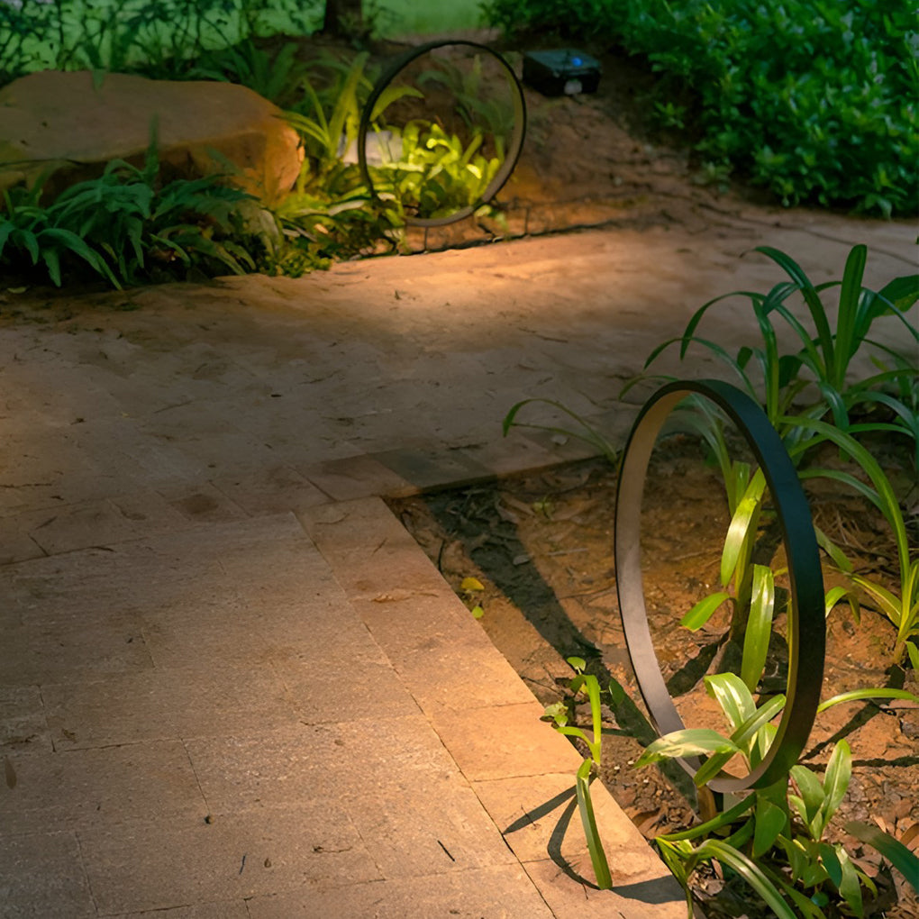Elegant Circular COB Pathway Light Modern Black Ring Design - Dazuma