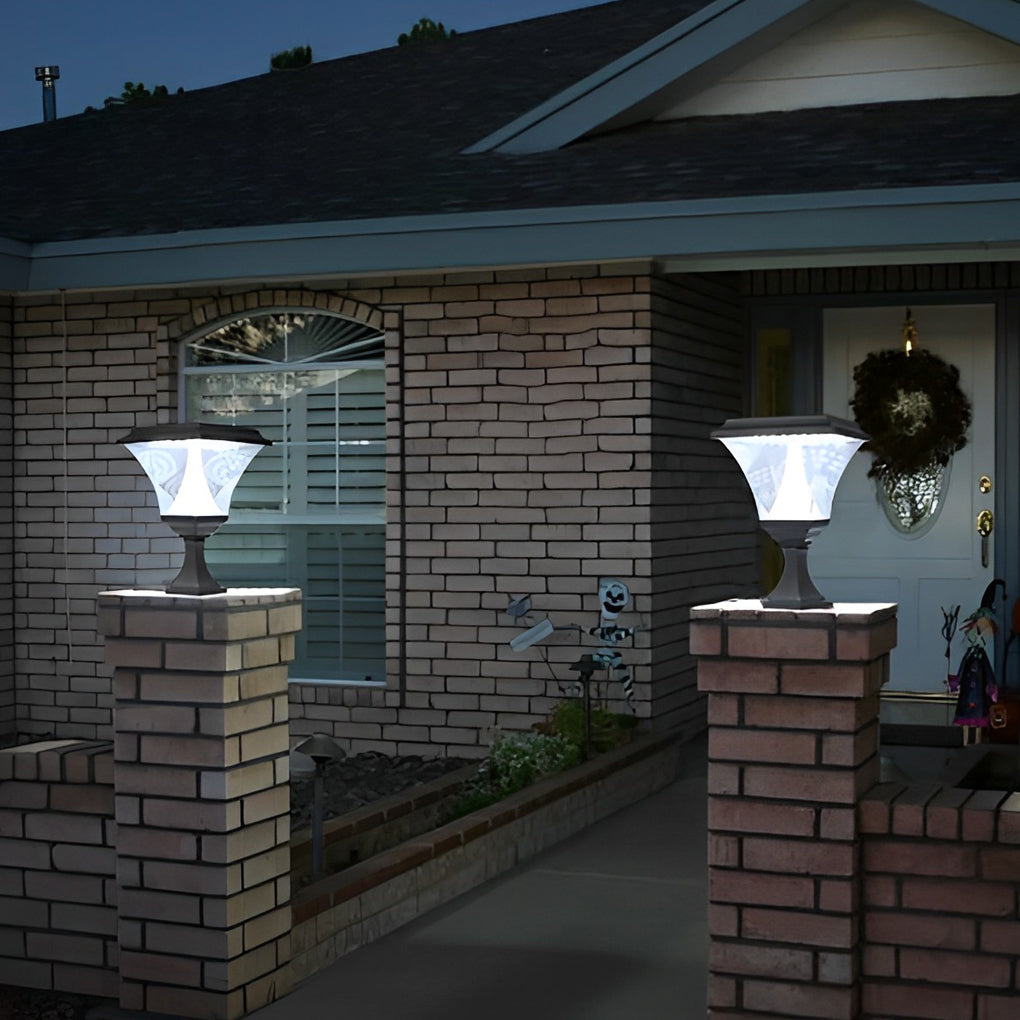 Creative Square LED Waterproof Black Retro Solar Fence Post Lights - Dazuma