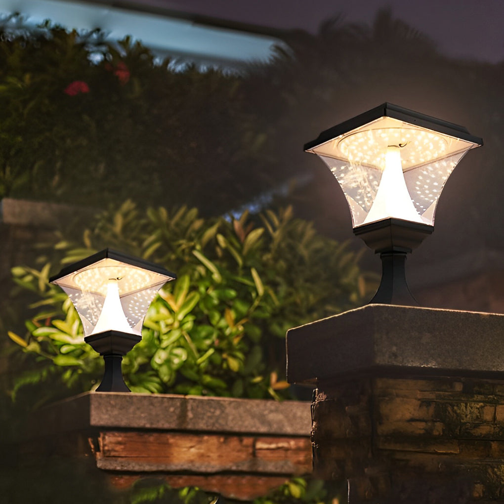 Creative Square LED Waterproof Black Retro Solar Fence Post Lights - Dazuma