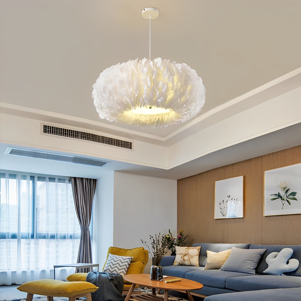 Minimalist Feathers White Creative Modern Pendant Lighting Chandelier ...