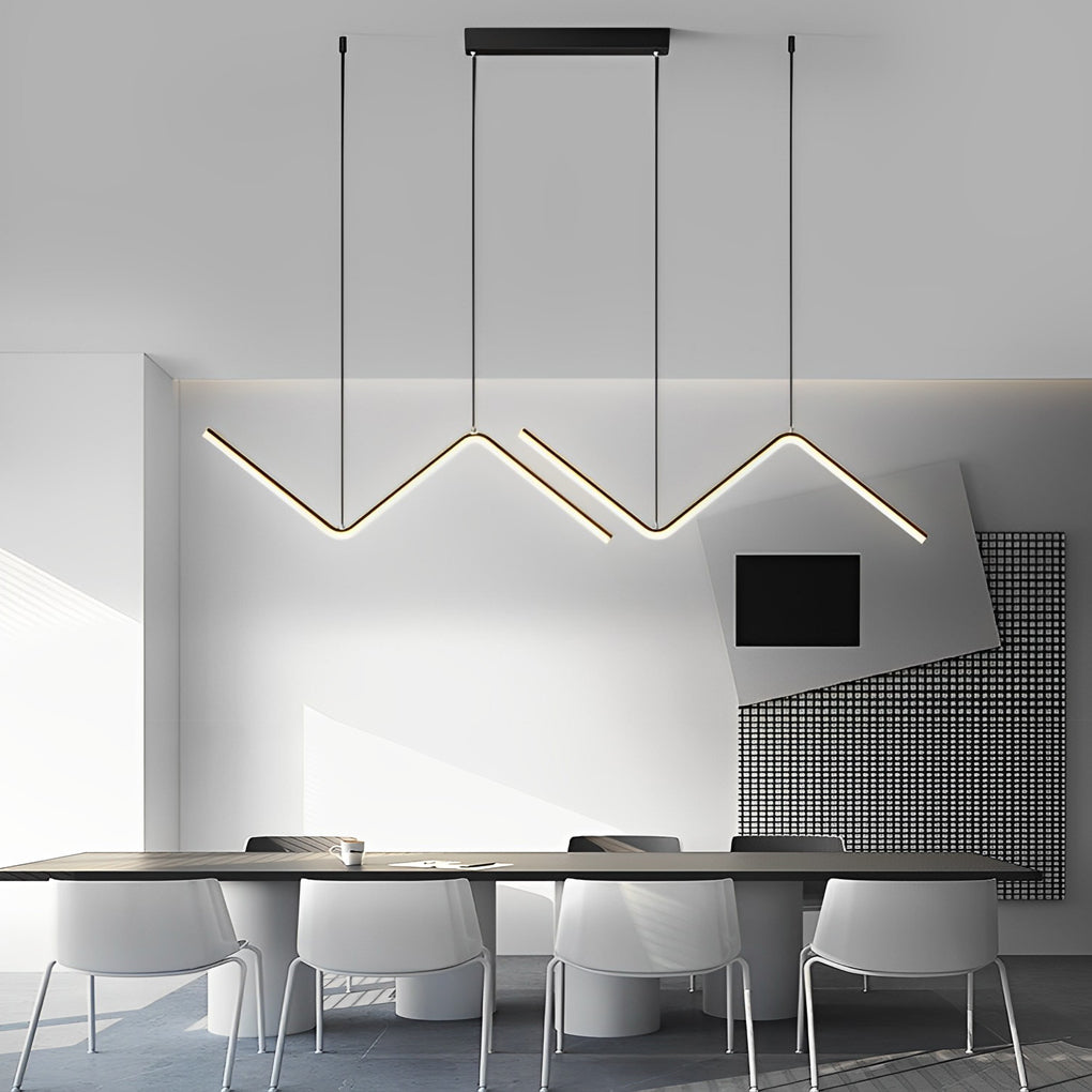 Wavy Linear 3 Step Dimming LED Nordic Chandelier Pendant Light Hanging ...