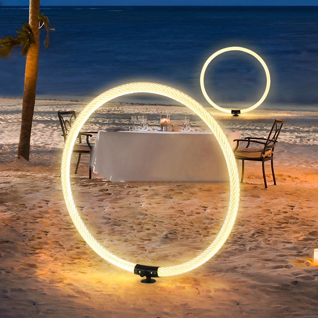 Sleek Ring LED Lawn Lamp Modern Waterproof Solar Landscape Lighting ...