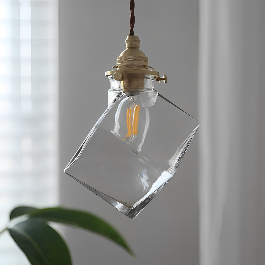 Square Transparent Glass Modern Pendant Lights Kitchen Island Lighting ...