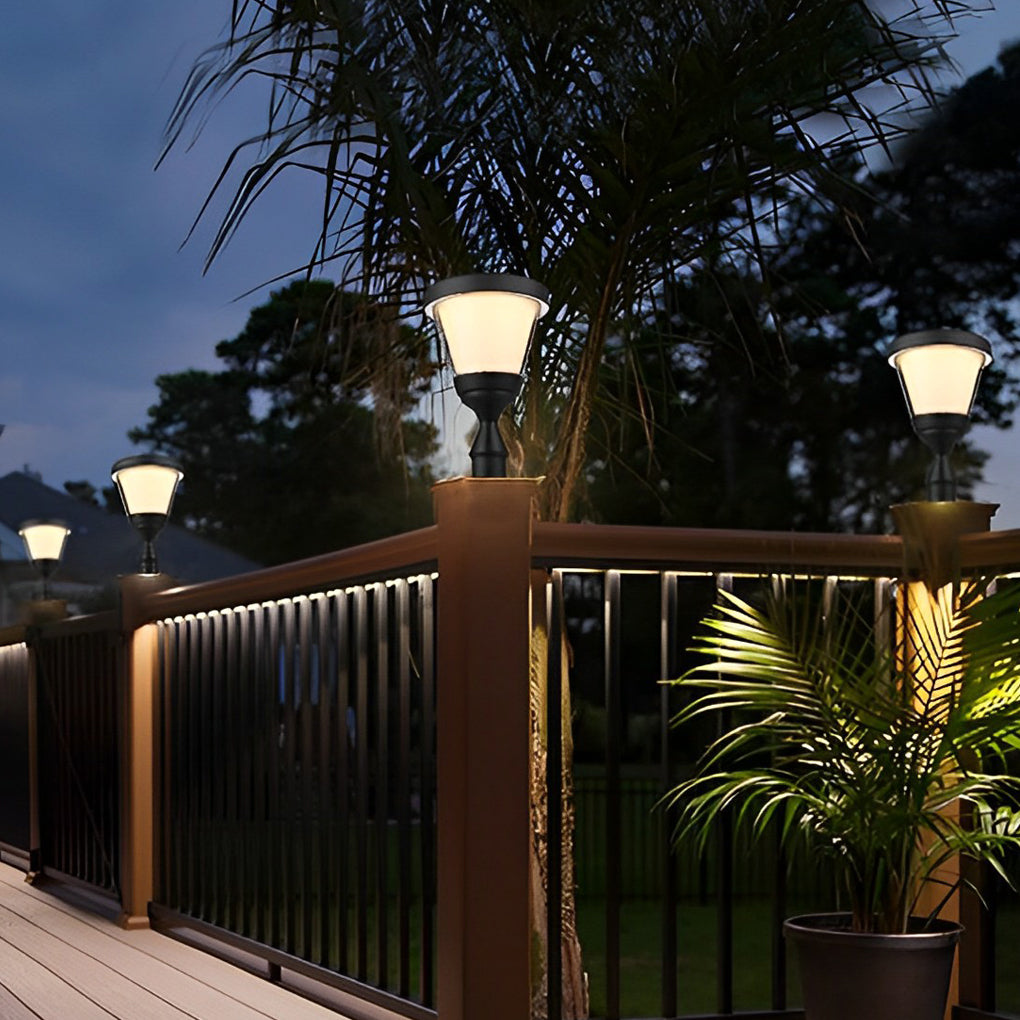 Waterproof LED Black Modern Solar Fence Post Cap Light Pillar Lights ...