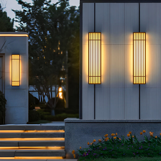 Rectangle LED Outdoor Wall Light Black Slat Porch Fixture – Dazuma