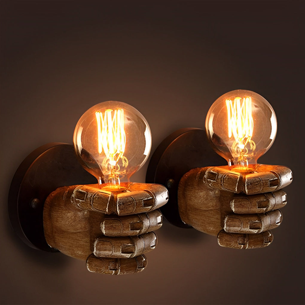 Resin Hand Fist Shaped Retro Industrial Style Wall Lamp Wall Sconce ...