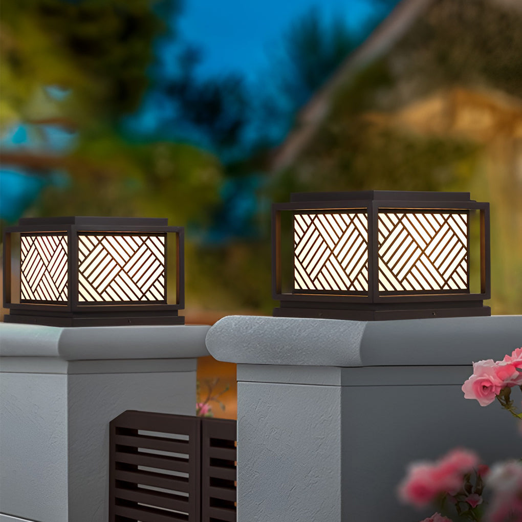Square Waterproof LED Modern Outdoor Solar Post Caps Lights Pillar ...