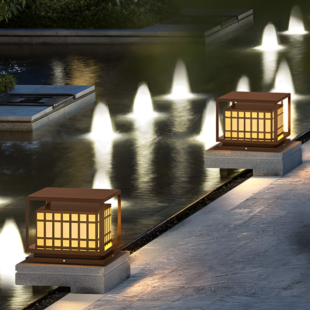 Square LED Waterproof Brown Modern Outdoor Deck Post Lights Pillar ...