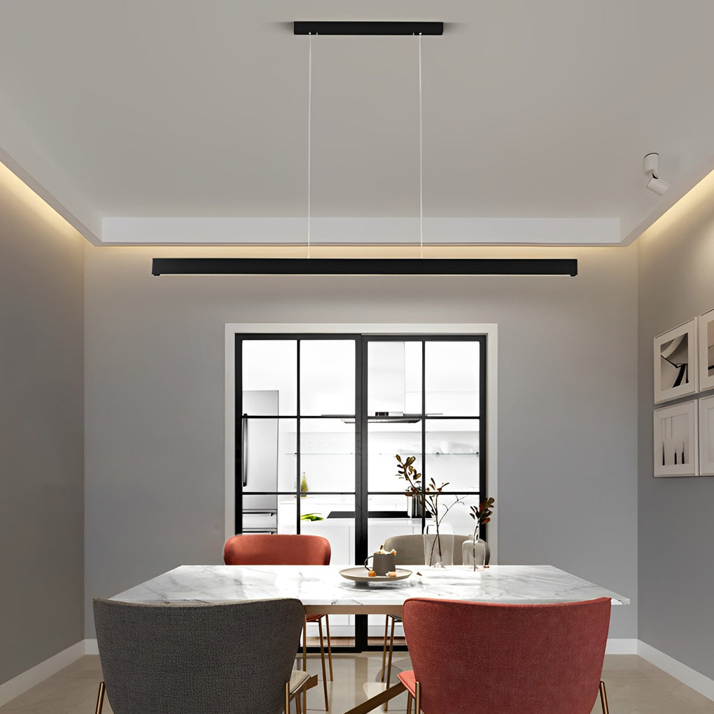 Minimalist Strip Stepless Dimming LED Black Modern Chandelier Pendant ...