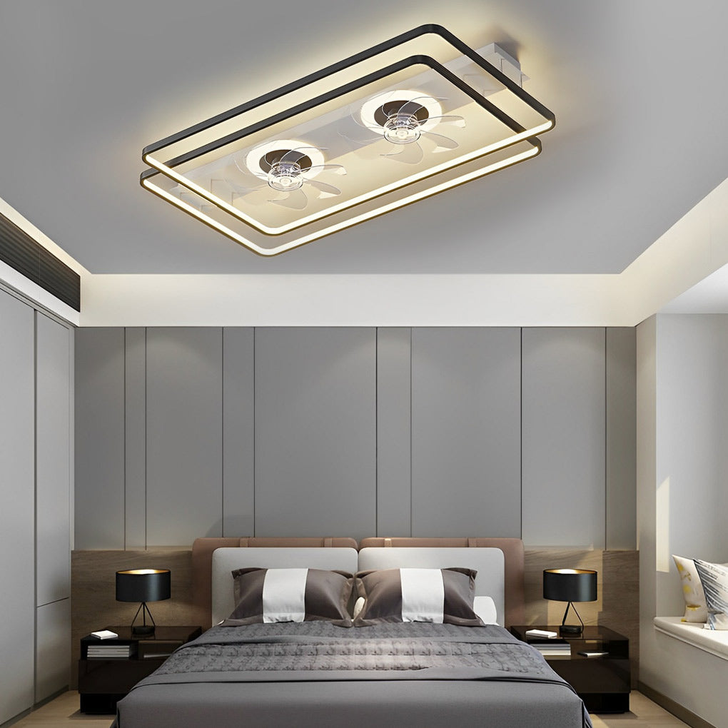 Creative Rectangular 3 Step Dimming Nordic Bladeless Ceiling Fan Lamp ...