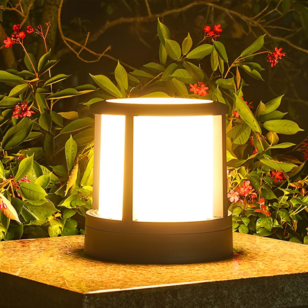 Cylindrical Aluminum LED Waterproof Black Outdoor Fence Post Lights ...
