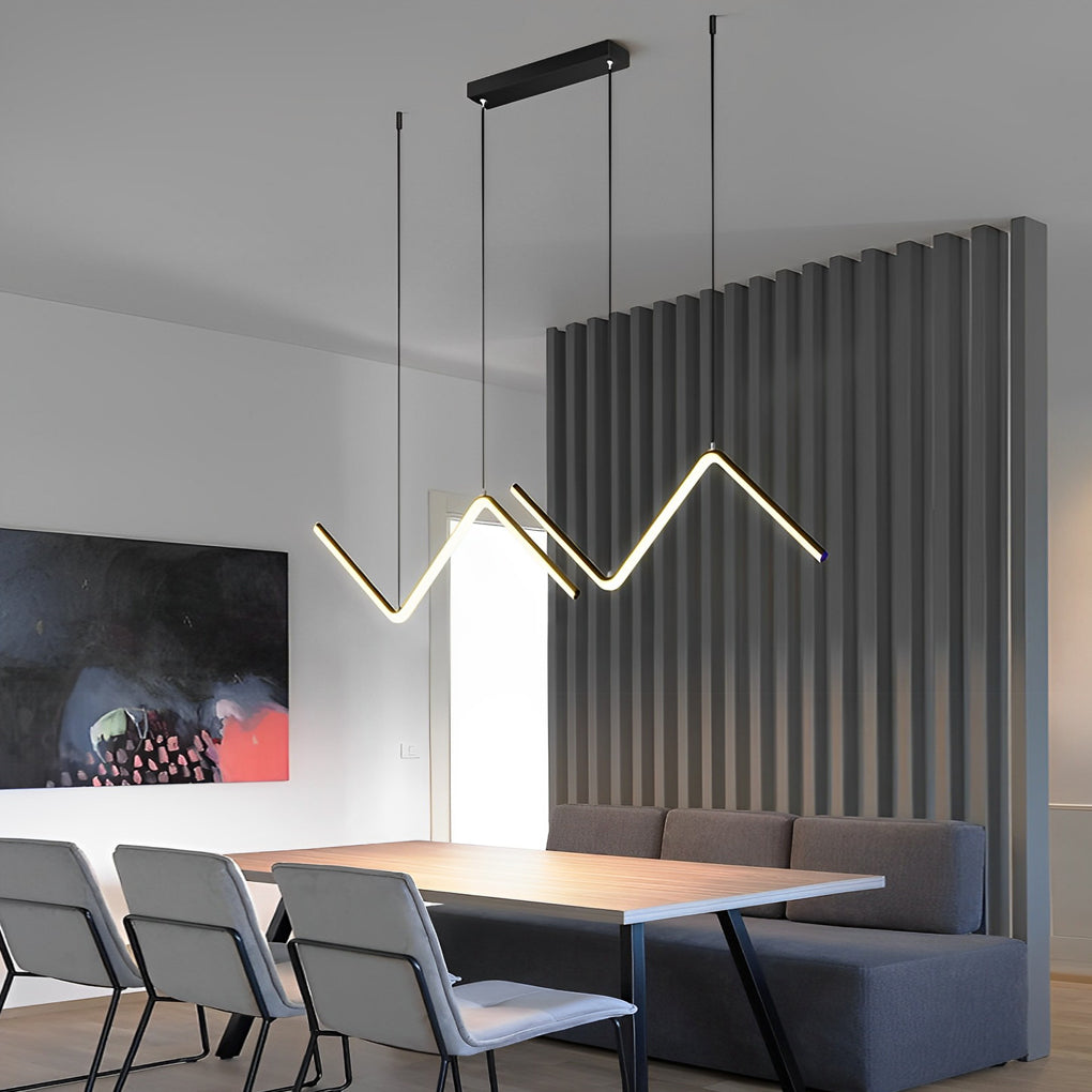 Wavy Linear 3 Step Dimming LED Nordic Chandelier Pendant Light Hanging ...