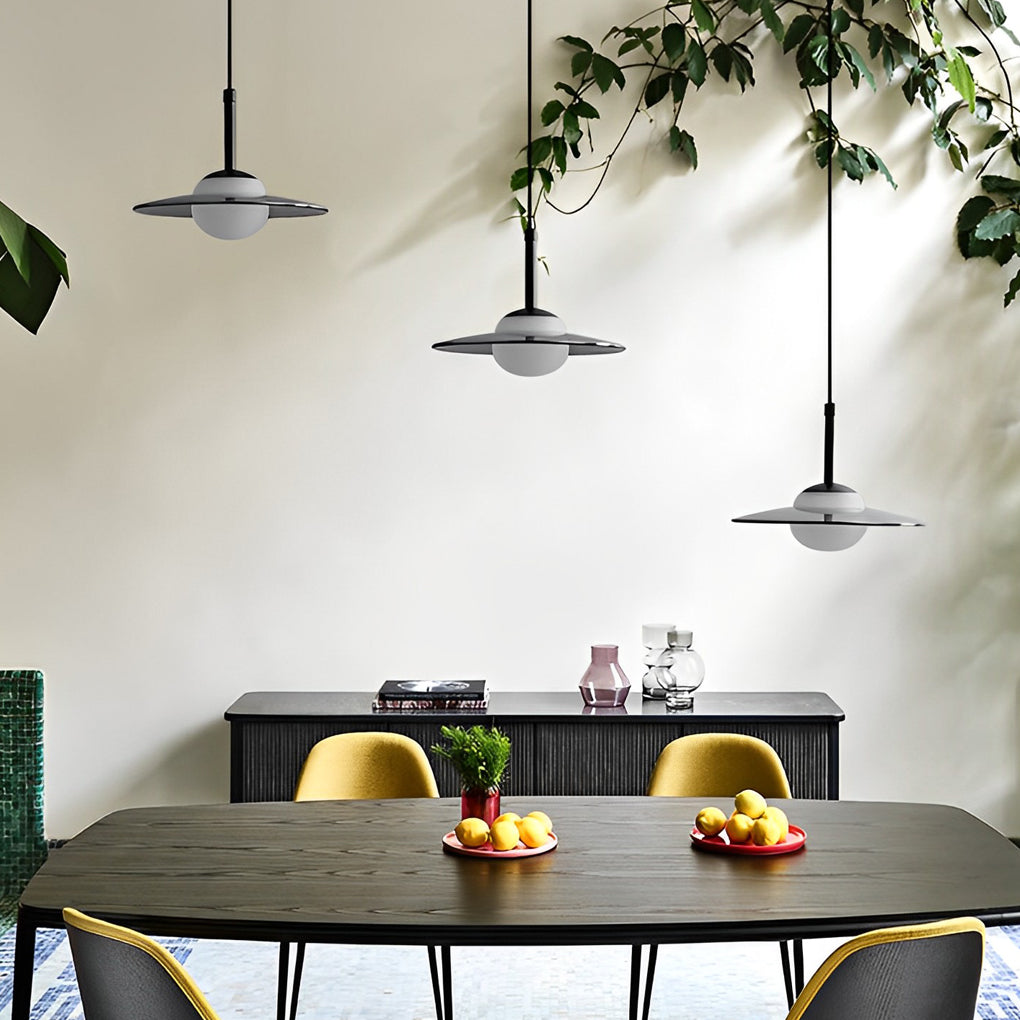 Minimalist Glass UFO LED Black Nordic Chandelier Kitchen Pendant ...