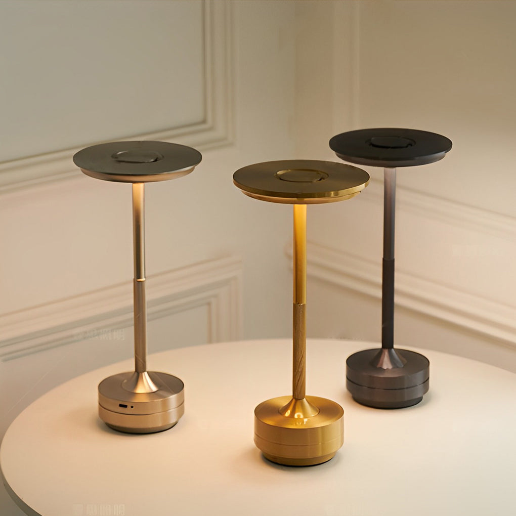 Plated Metal Slender Cordless UFO Alien Table Lamp - Dazuma
