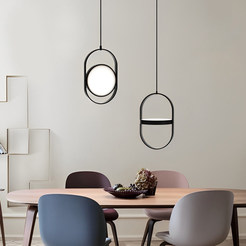 Adjustable Round Three Step Dimming Black Modern LED Pendant Lights ...