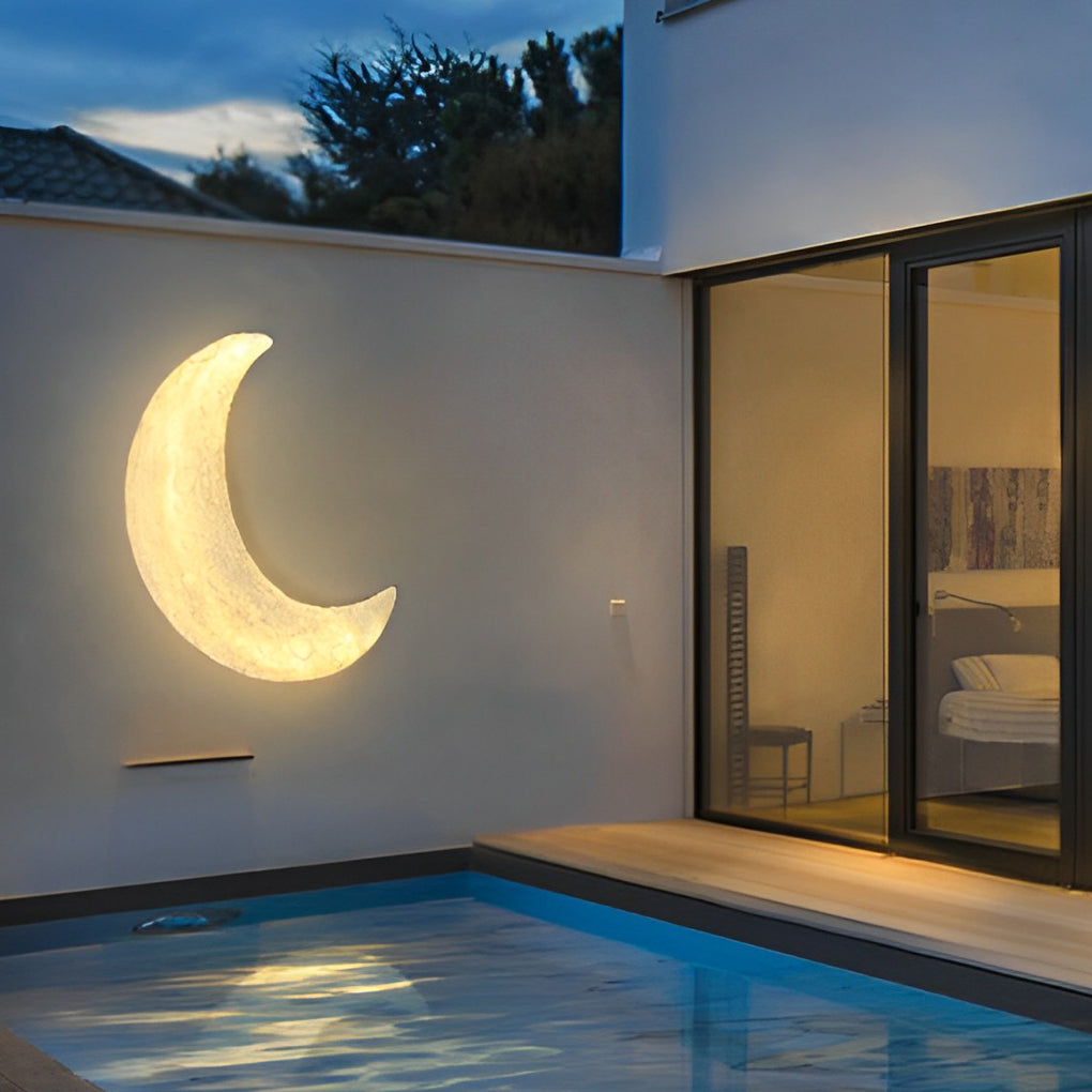 Creative Resin Moon Waterproof LED Modern Outdoor Wall Sconce Lighting ...