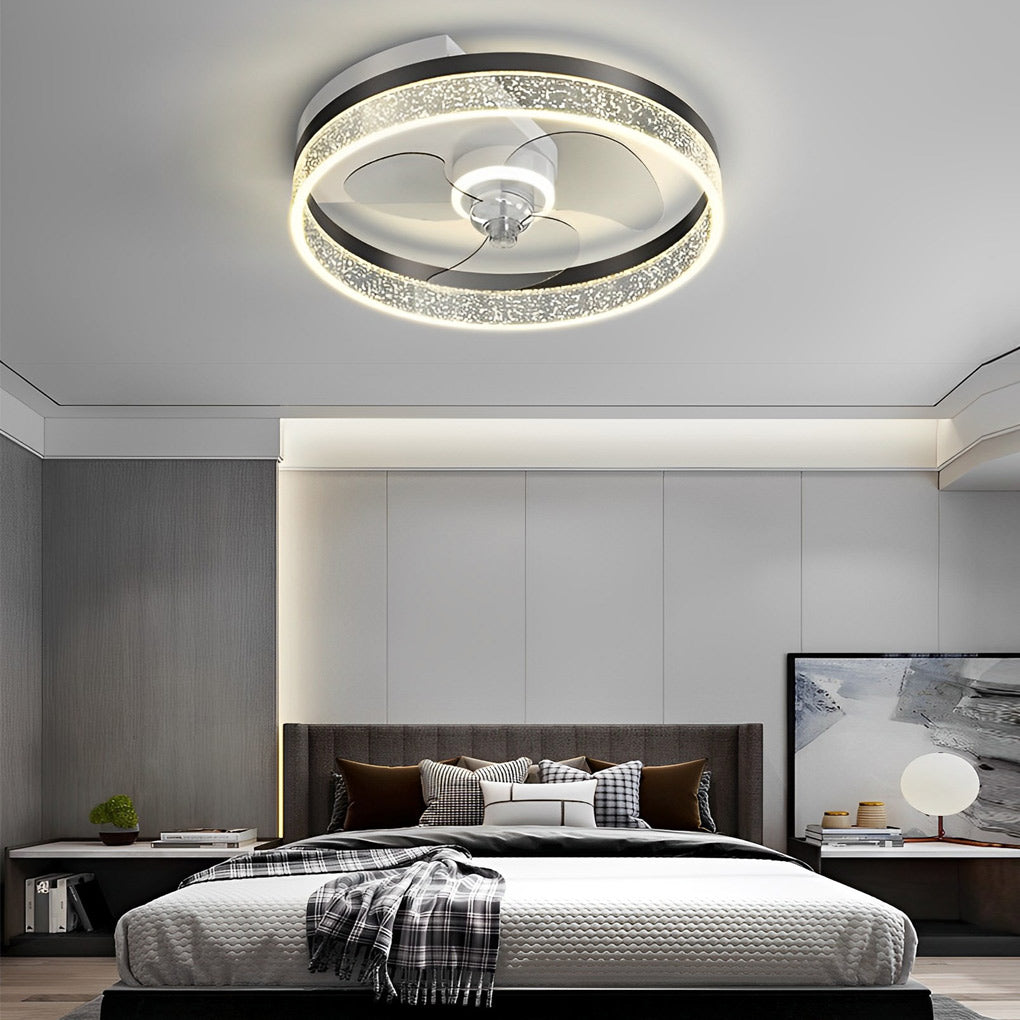 Round Creative LED Mute Intelligent Modern Bladeless Ceiling Fans Lamp ...