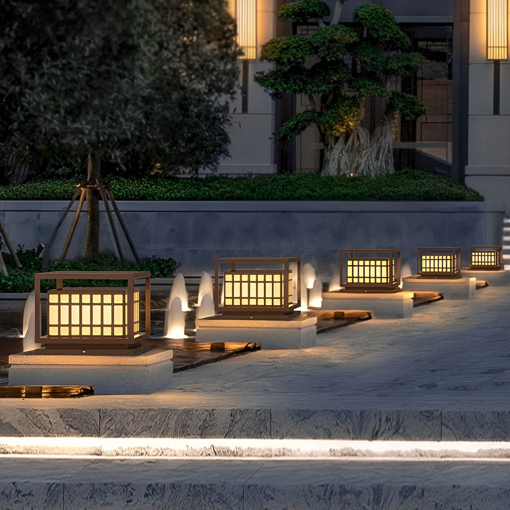 Square LED Waterproof Brown Modern Outdoor Deck Post Lights Pillar ...