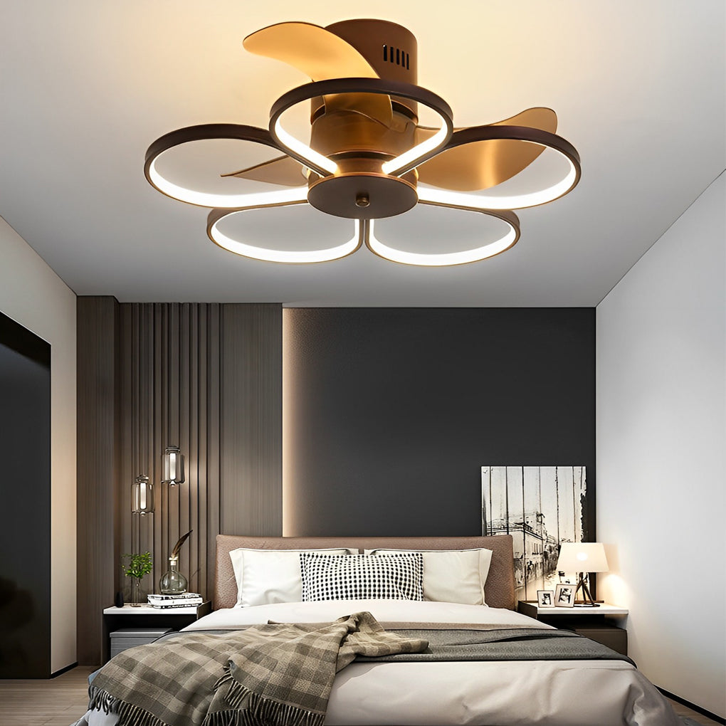 Flowers Intelligent Dimmable LED Mute Modern Bladeless Ceiling Fans ...
