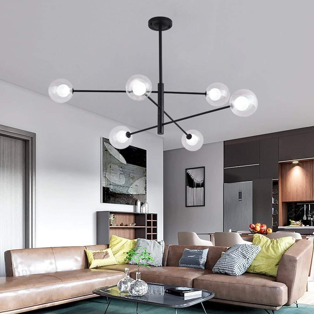 Linear Sputnik Chandelier Black Living Room Chandelier Ceiling Lights ...