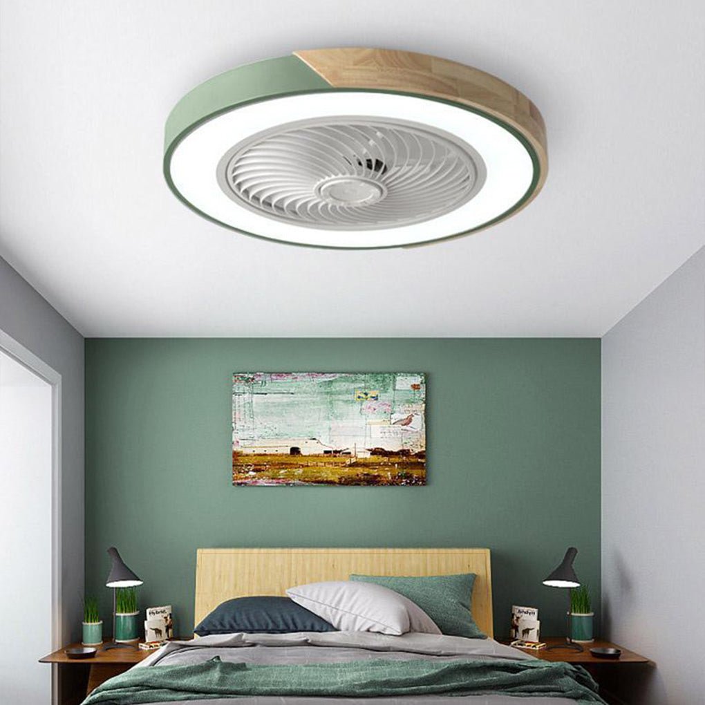 Round Square Integrated LED Bladeless Ceiling Fan Light with Remote ...