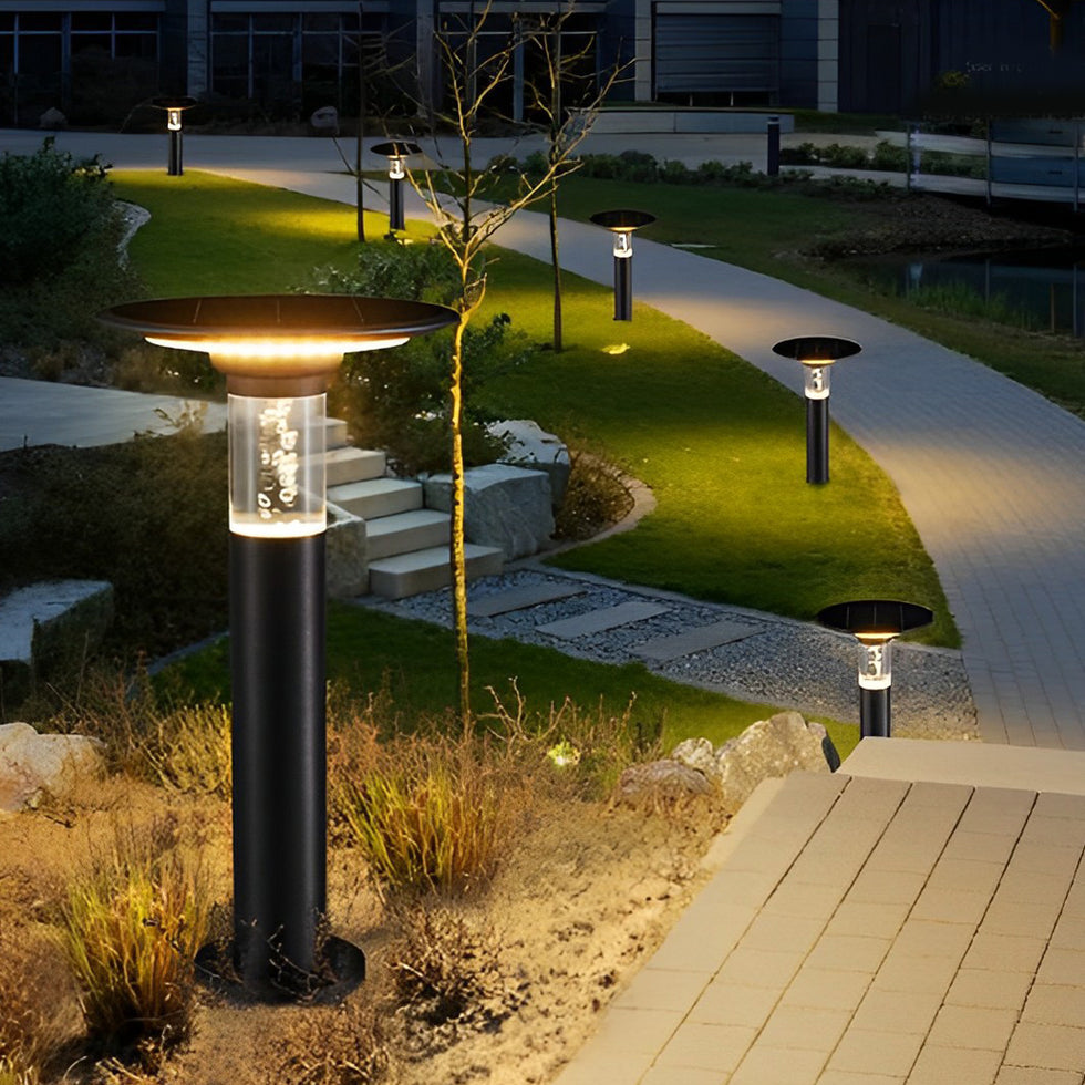 Black Brass Path Lights Bubbles Round Top Disk Down Lighting – Dazuma