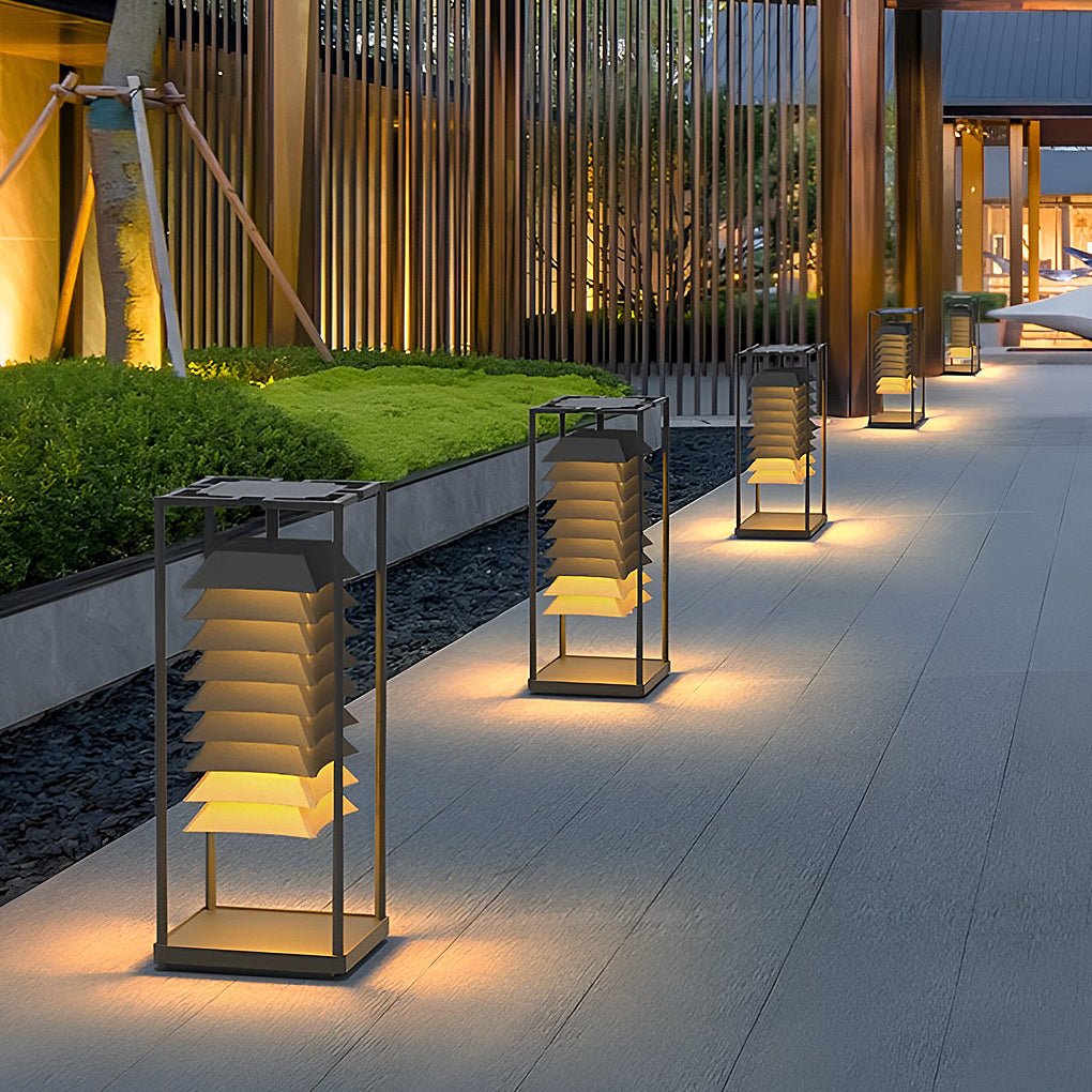 Freestanding Layered LED Pillar Light Outdoor Waterproof Garden Lamp ...