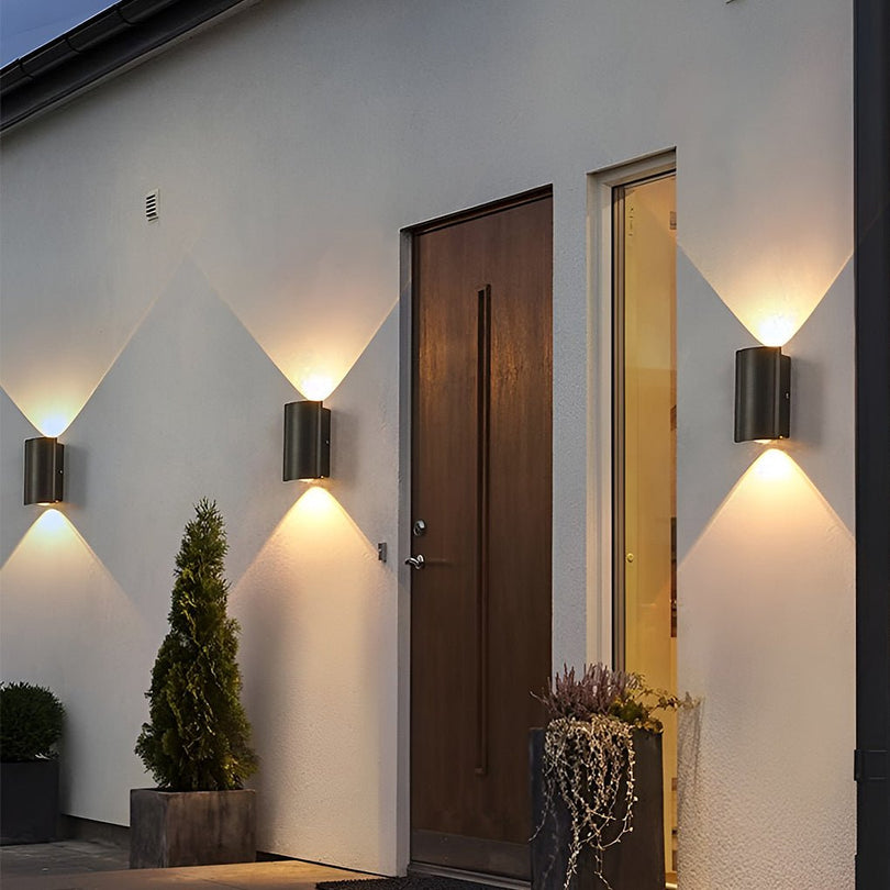 Outdoor Wall Light Up Down: Curved LED Exterior Lamp – Dazuma