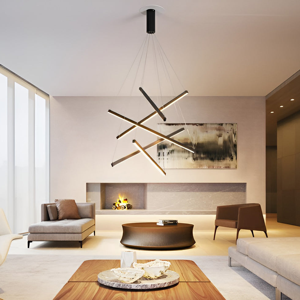 Criss Linear Chandelier LED Black Strip Modern Chandelier – Dazuma