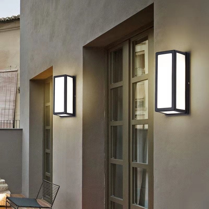 Rectangular Minimalist LED Waterproof Black Modern Outdoor Wall Lights ...