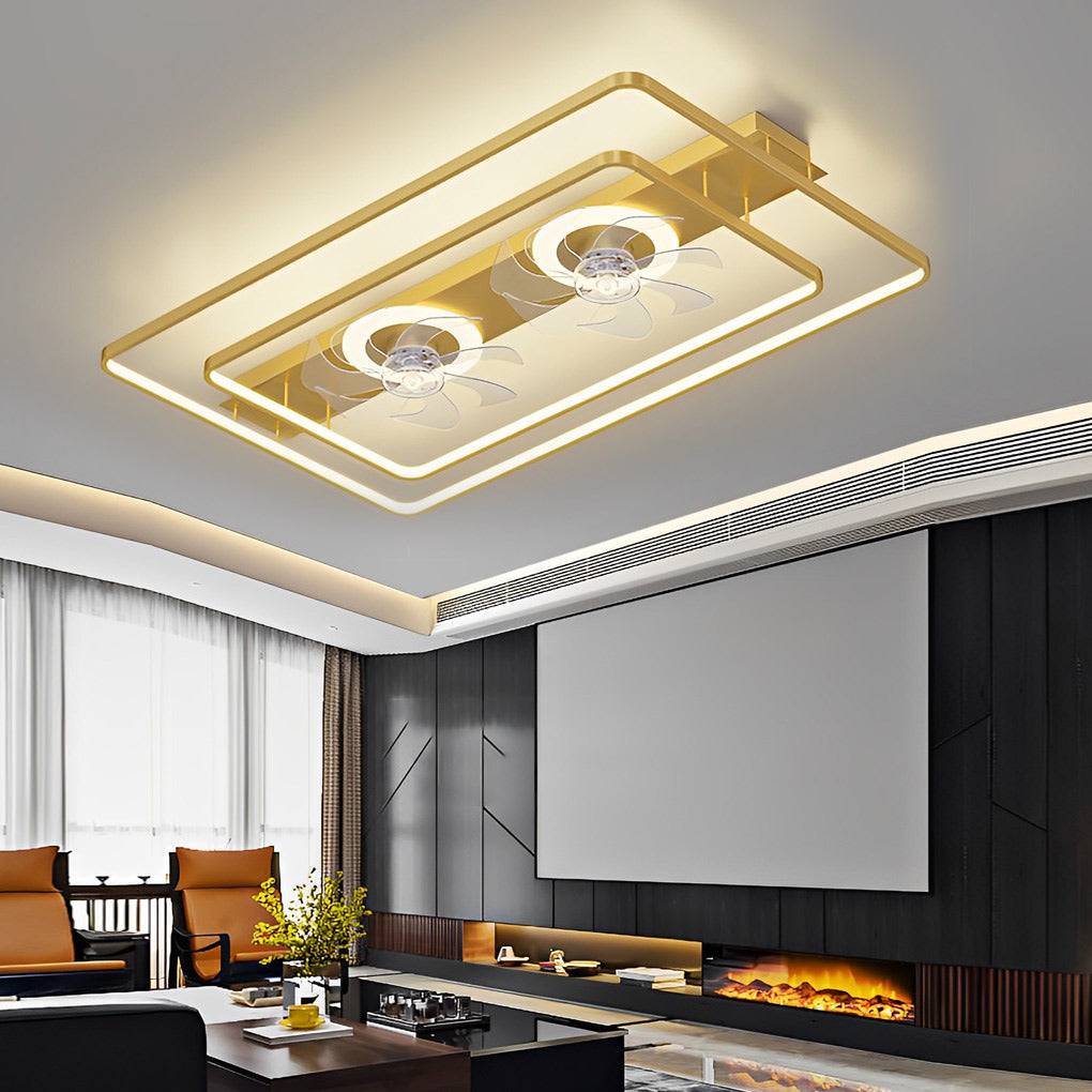 Dual Head Ceiling Fans - Modern Rectangular LED – Dazuma