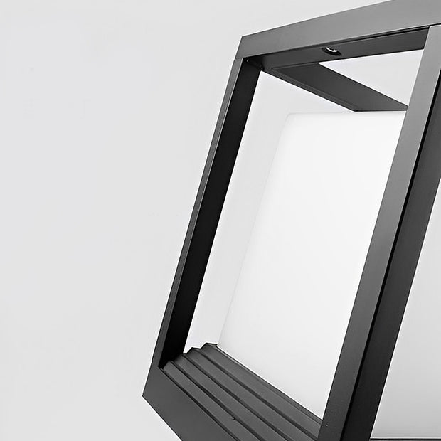 Garden Pedestal Lights Modern Square Black LED Fixture – Dazuma