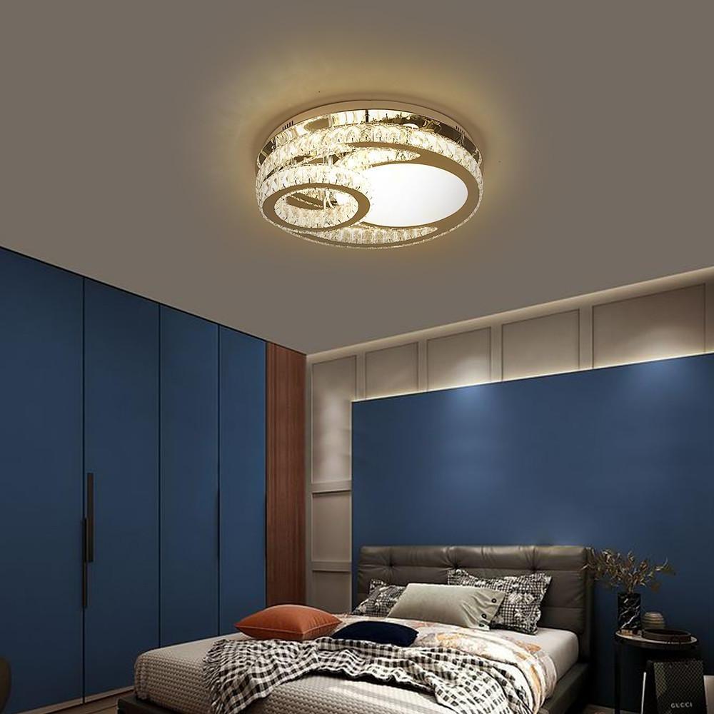 Overlapping Circles Crystal Stainless Steel Flush Mount LED Lights Bed ...