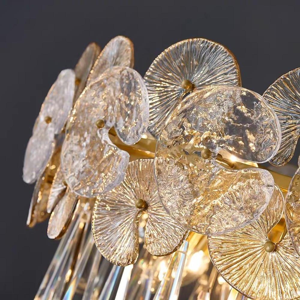 Candelabra Flush Mount Ceiling Light Metal Crystal LED Light - Dazuma