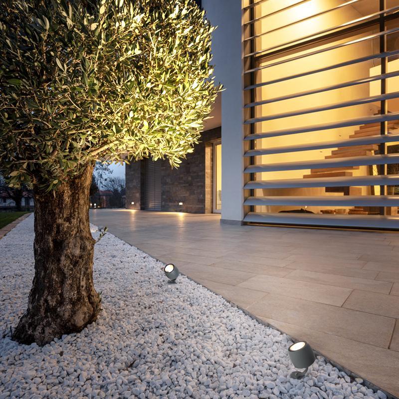 Round Aluminum LED Waterproof Gray Modern Tree Spotlights Outdoor Light ...