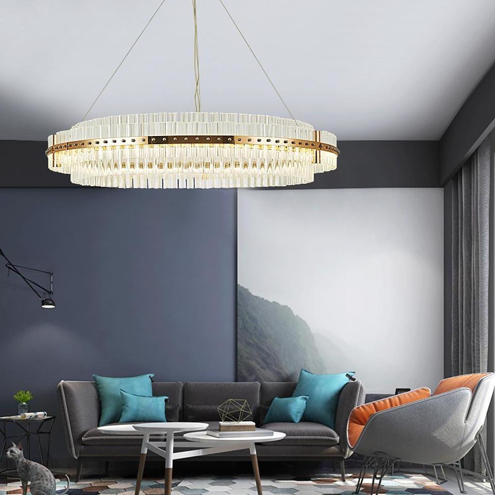 Modern Luxury Dozens of Crystal Chandelier Gold LED Lighting - Dazuma