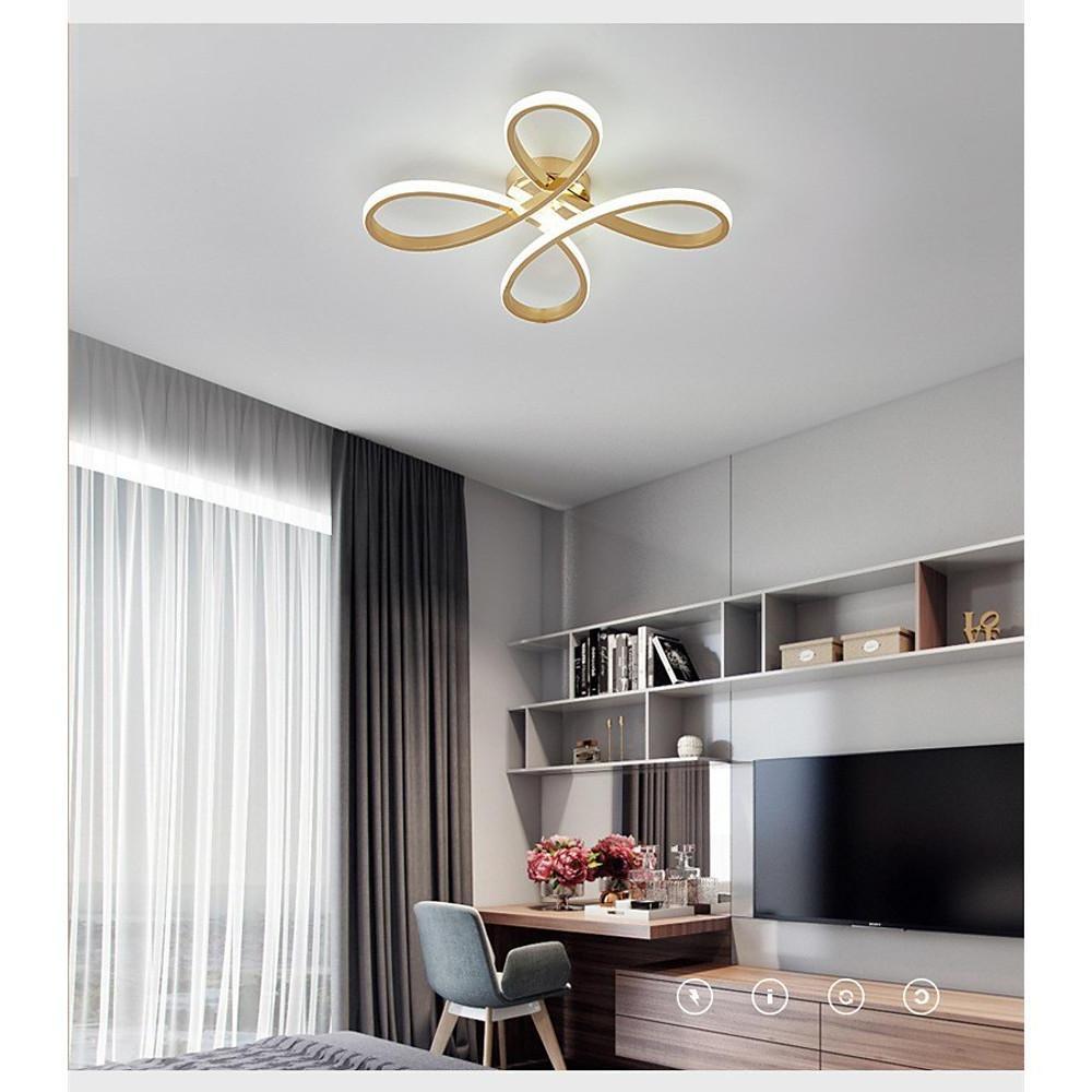 Linear Flower Shaped LED Gold Modern Ceiling Light Flush Mount Lighting ...