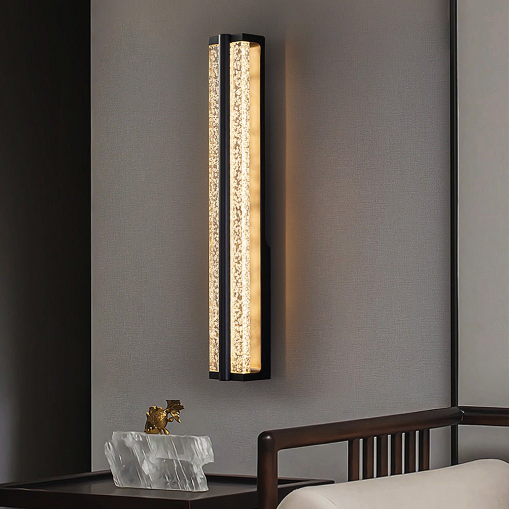 Black Long Rectangular Stainless Steel Crystal Wall Sconces Lights - Dazuma