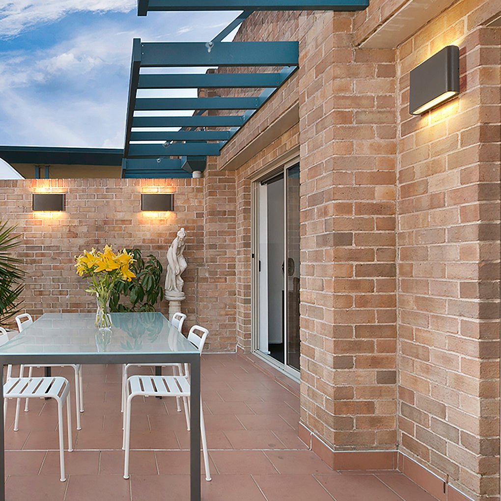 2-Light Black Modern Low Profile Exterior Porch LED Slim Outdoor Up ...