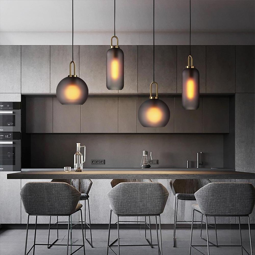 Semi Globe Glass Electroplated Metal LED Industrial Style Pendant ...