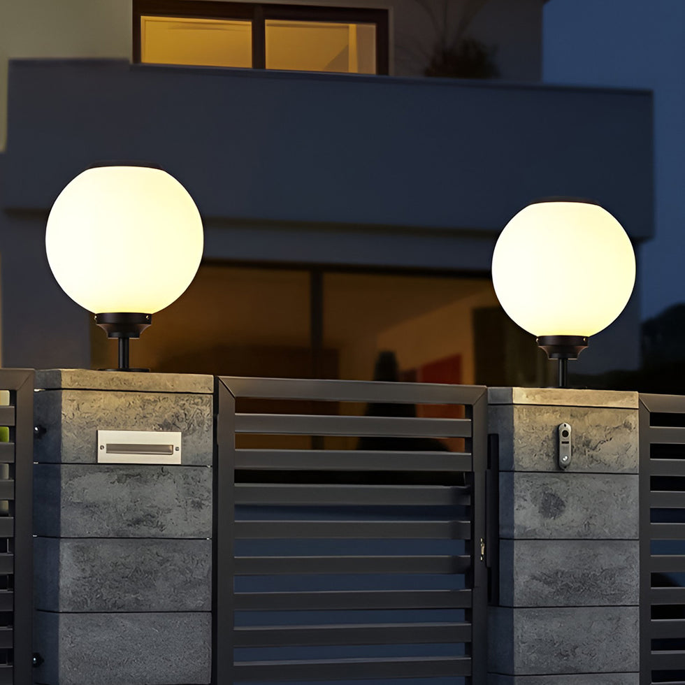 Outdoor Gate Pillar Lights Solar Globe Post Caps Lights – Dazuma
