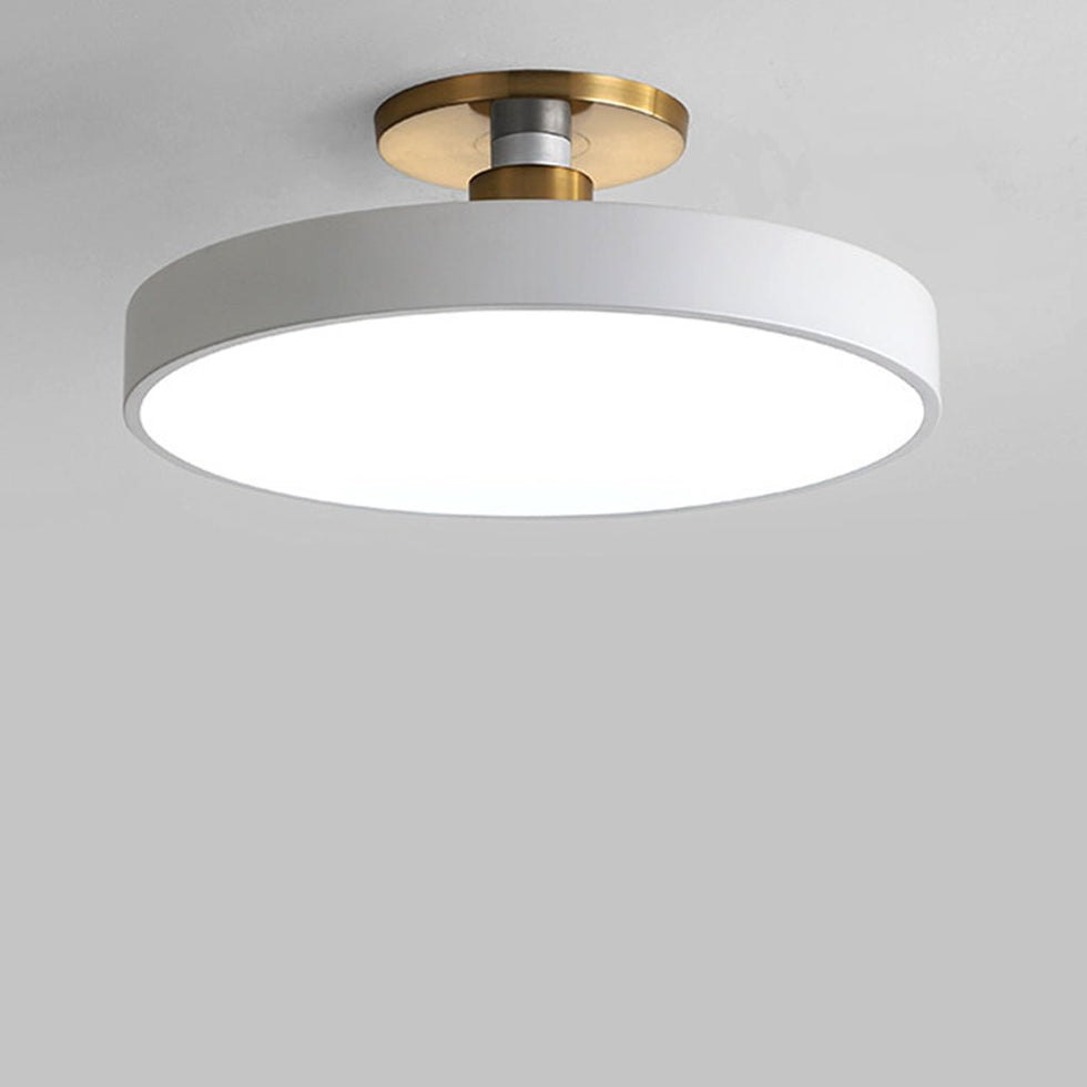 Modern Semi Flush Mount Ceiling Lights - Black & Gold Drum – Dazuma