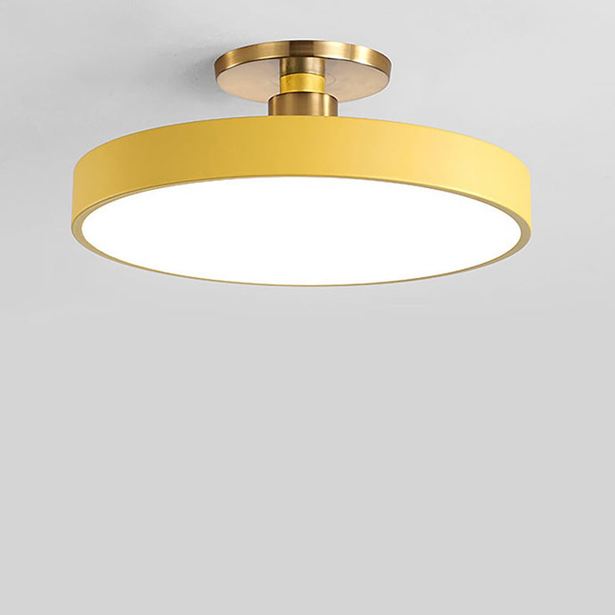 Modern Semi Flush Mount Ceiling Lights - Black & Gold Drum – Dazuma