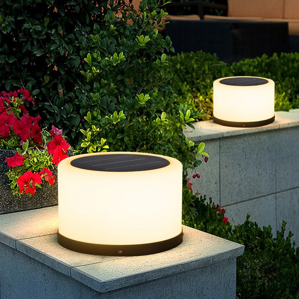 Round Acrylic Waterproof White LED Modern Solar Lights Outdoor Garden ...