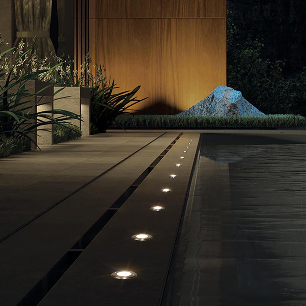 Poolside Deck Waterproof LED Chrome Recessed Well Step Lights Garden ...
