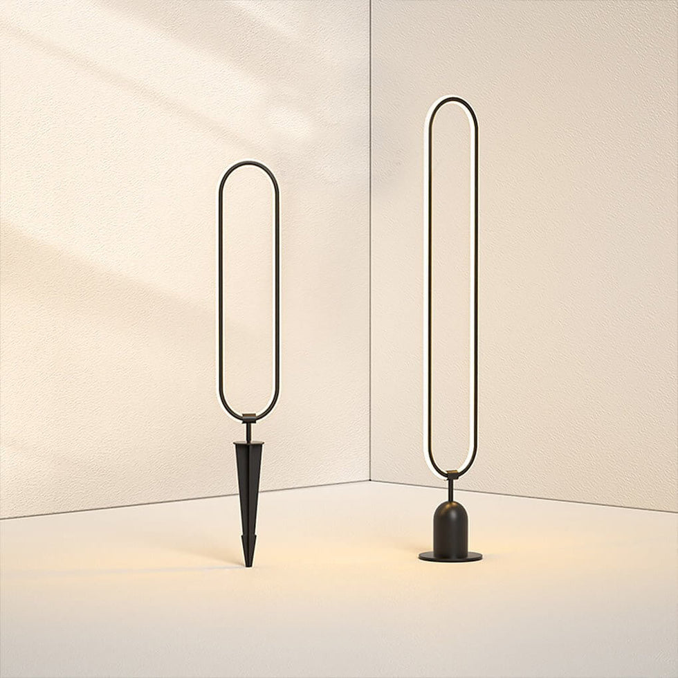 Sleek Black Oval Ring LED Solar Lights Modern Outdoor Minimalist Design ...