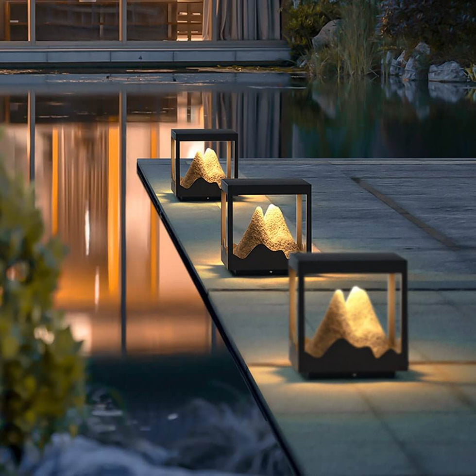 Decorate Pillar Light Resin Mountain Solar Landscape Light – Dazuma