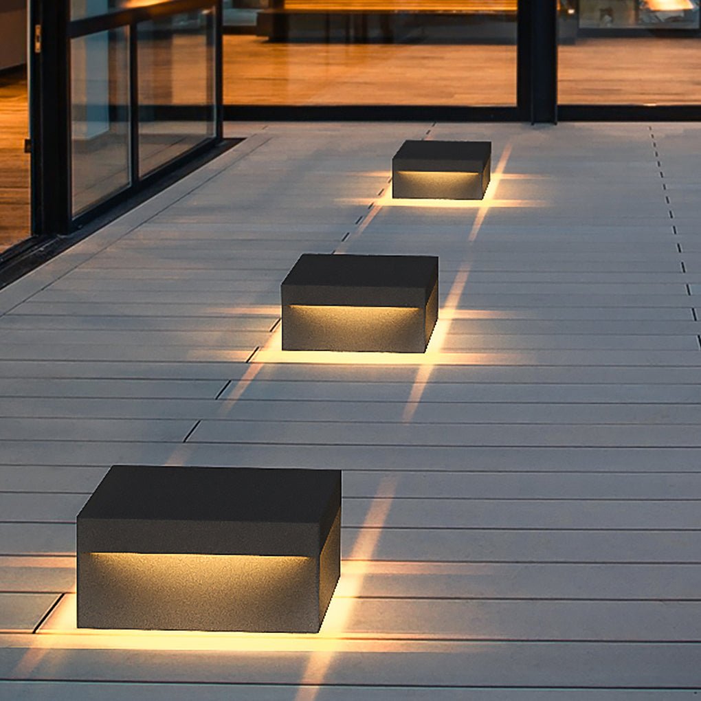 Square Waterproof LED Solar Modern Outdoor Fence Post Lights Pillar ...