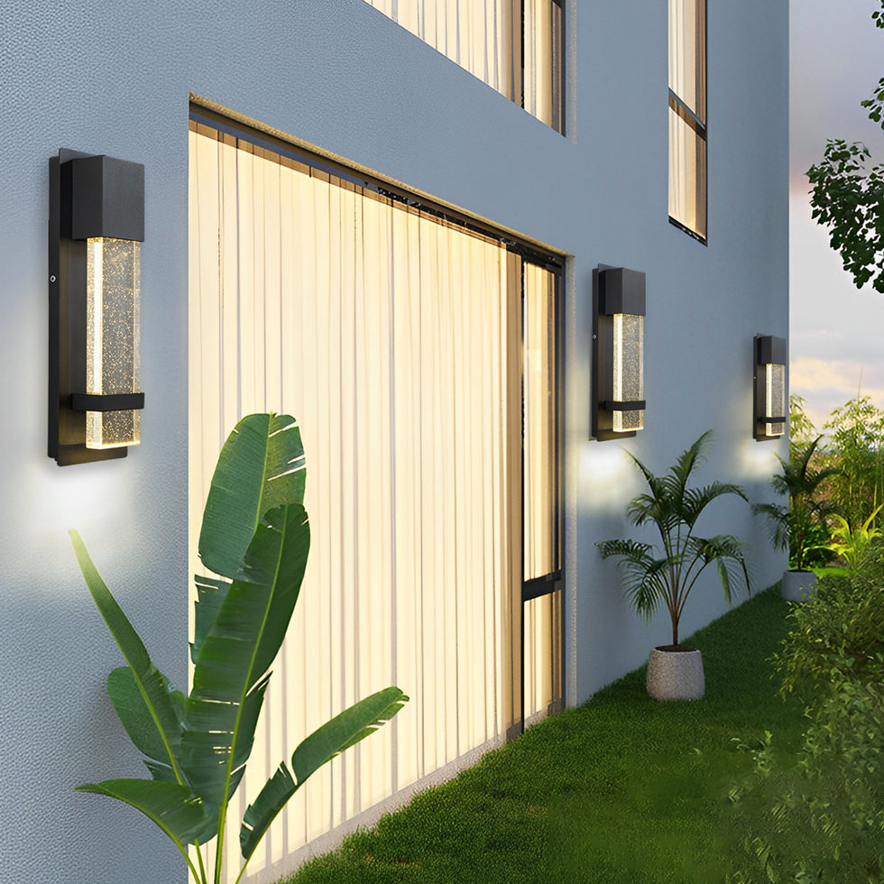 Rectangular Outdoor Wall Lights Glass Motion Sensor Sconce – Dazuma
