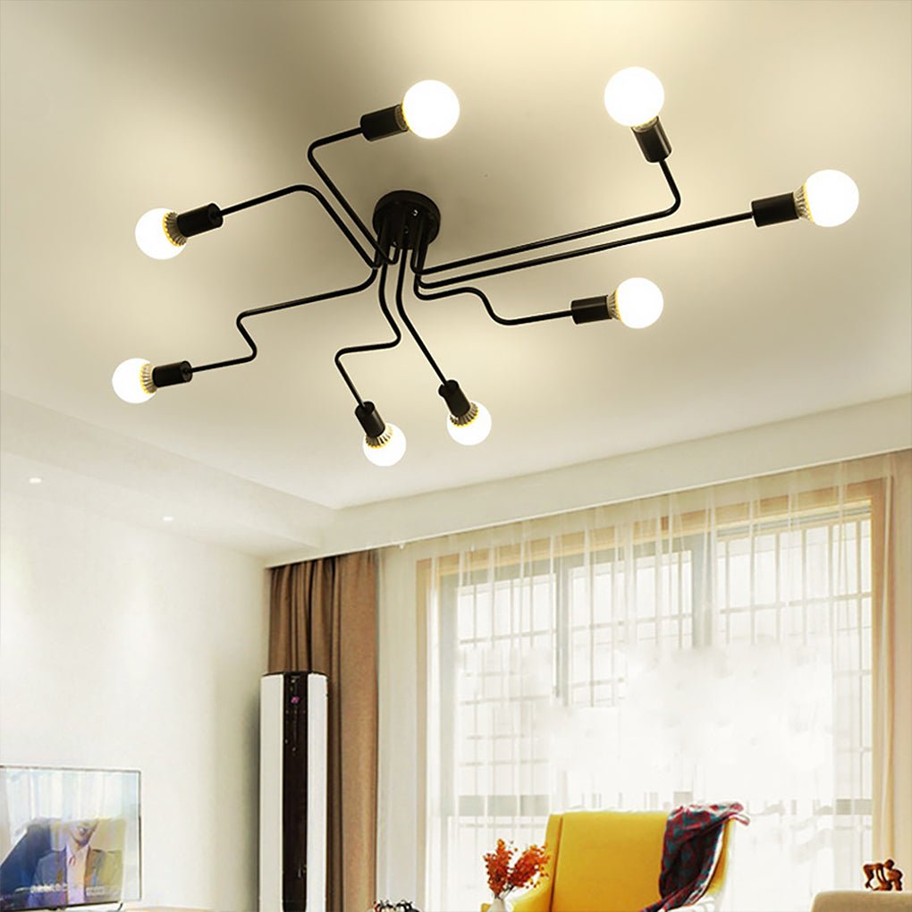 Retro Creative Industrial Style LED Three-color Light Ceiling Lamp with ...